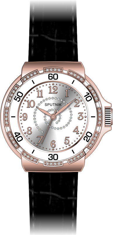 Часы Спутник 201001/8.4 (сталь) черный — купить наручные часы в ...